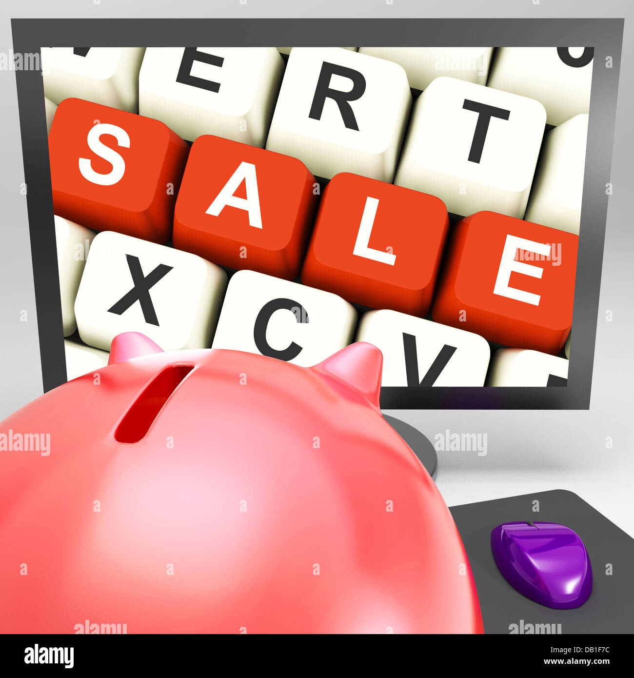 Sale Keys On Monitor Showing Special Promotions Stock Photo - Alamy
