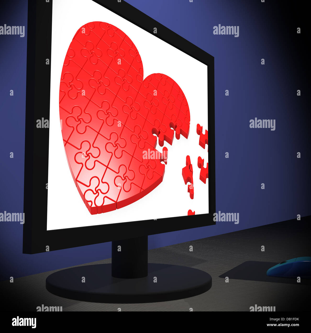 Heart On Monitor Showing Romantic Emotions Stock Photo - Alamy