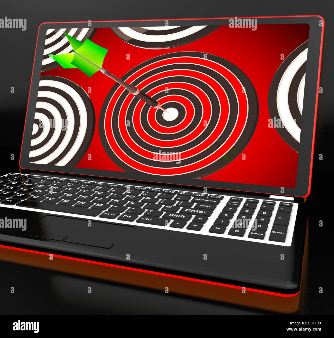 Target Hit On Laptop Shows Accuracy Stock Photo - Alamy