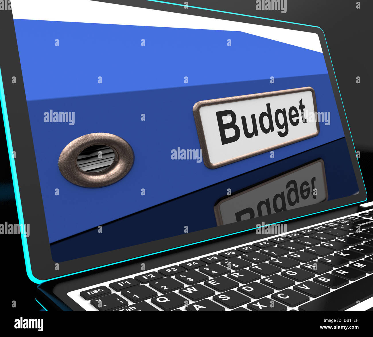 Budget File On Laptop Showing Financial Report Stock Photo - Alamy