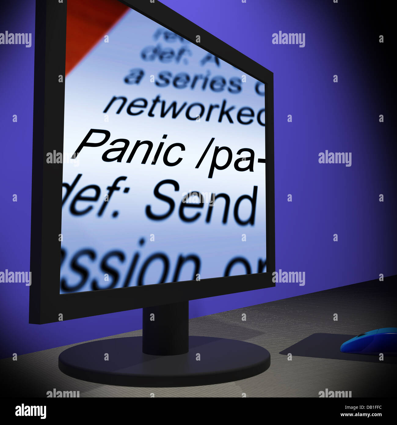 Panic On Monitor Shows Panicking Stock Photo - Alamy