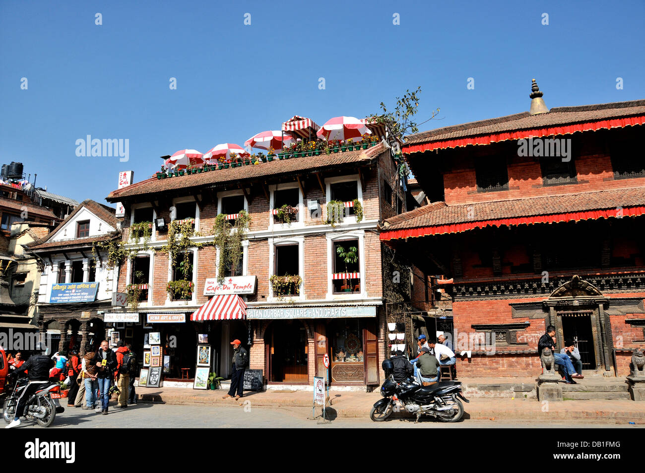 street scene Cafe du Temple Durbar square Patan Nepal Stock Photo - Alamy
