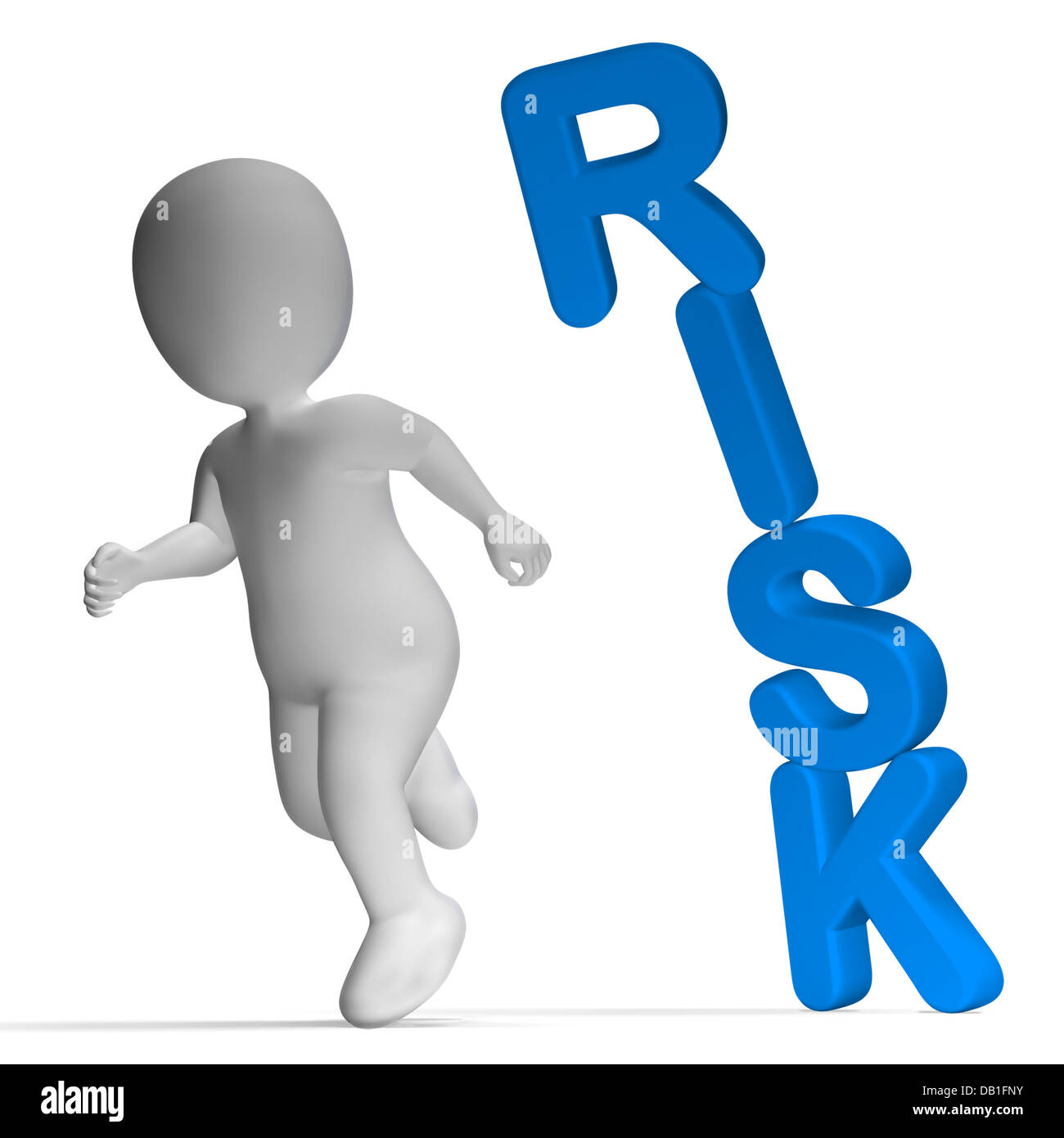 Risk And 3d Character Showing Peril And Uncertainty Stock Photo - Alamy