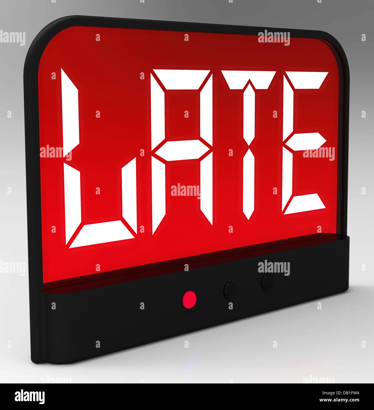 Late Message On Clock Shows Tardiness And Lateness Stock Photo - Alamy