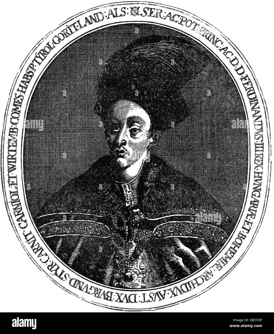 Engraving of ferdinand iii holy roman emperor Black and White Stock ...