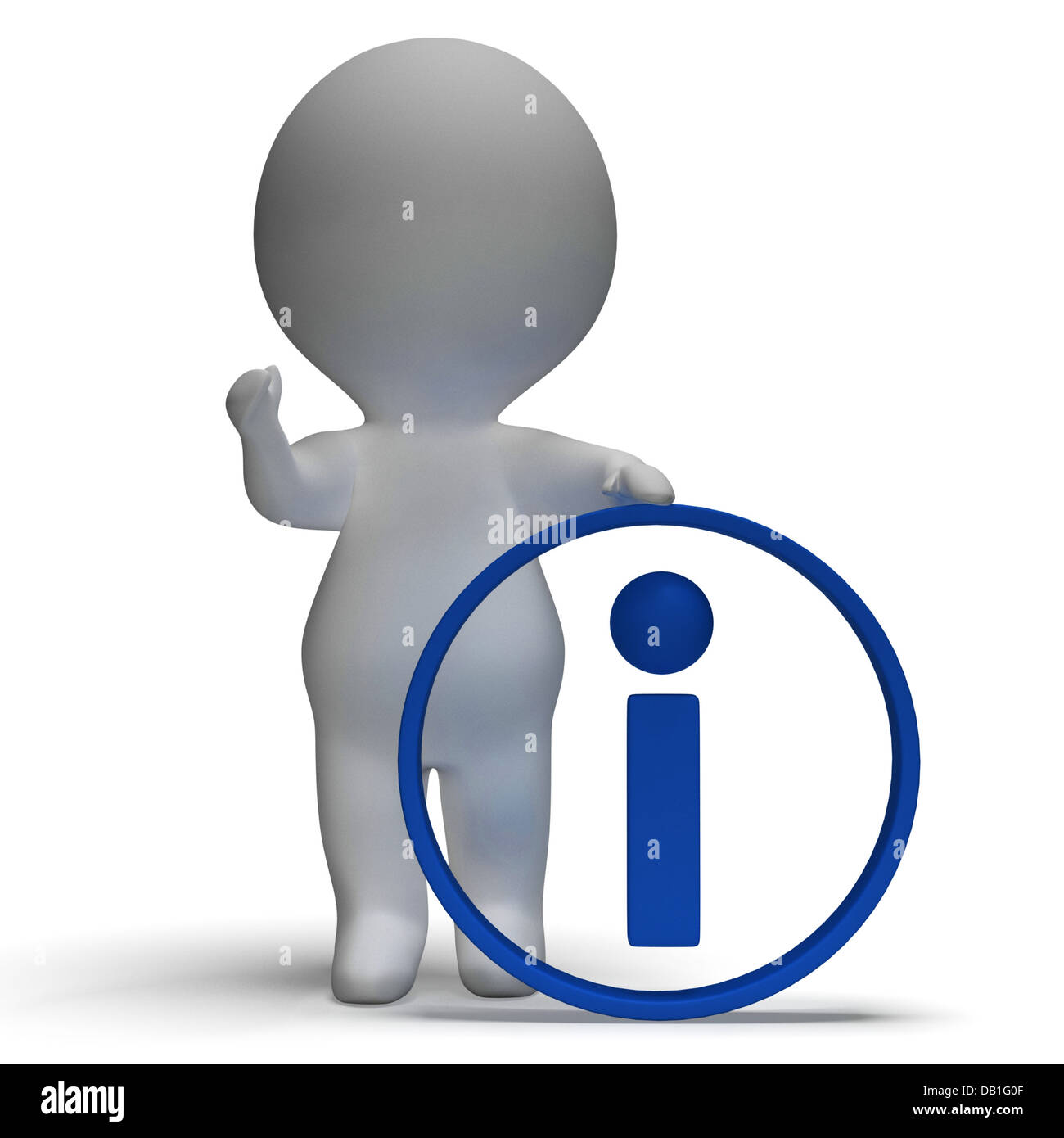 Info Sign And Man Shows Information And Assistance Stock Photo - Alamy