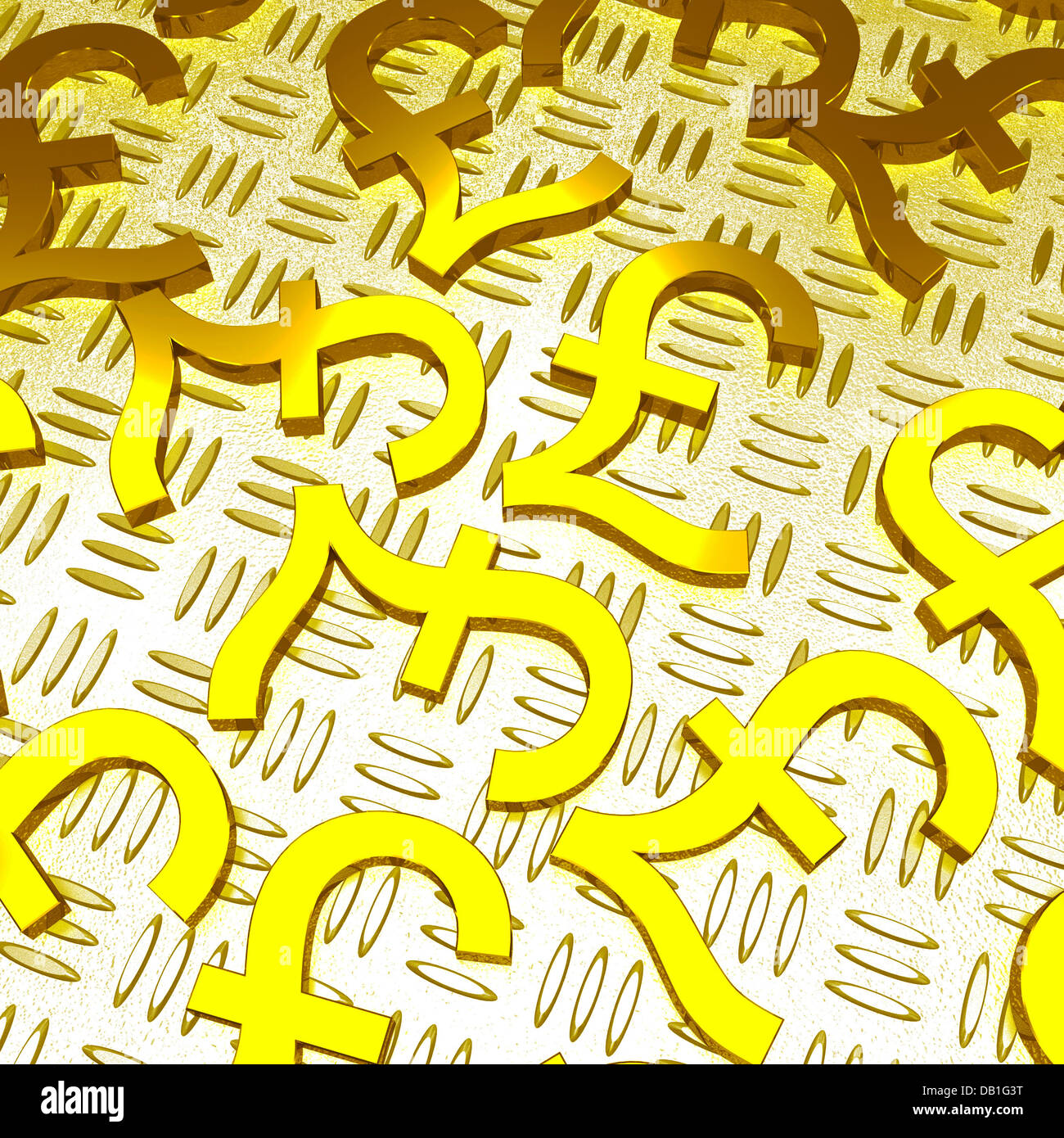 Pound Symbols Over The Floor Showing British Finances Stock Photo - Alamy