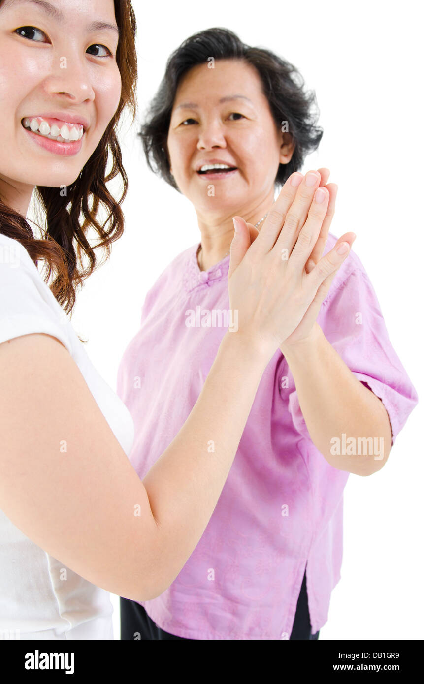 Asian family hand to hand Stock Photo - Alamy