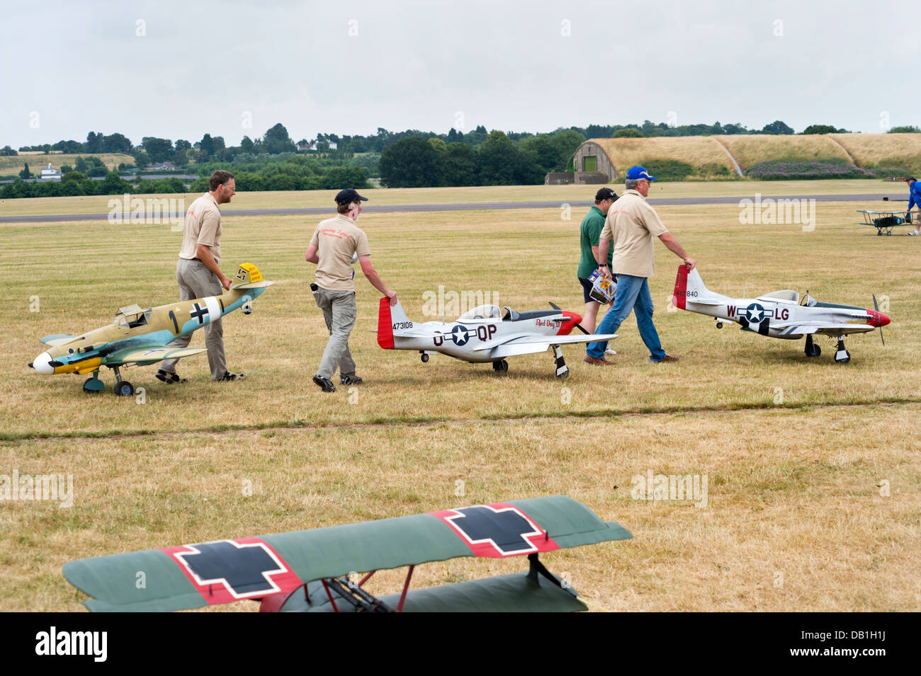 Exhibitors with World War 2 model fighters (Bf 109, P51 Mustang) at the ...