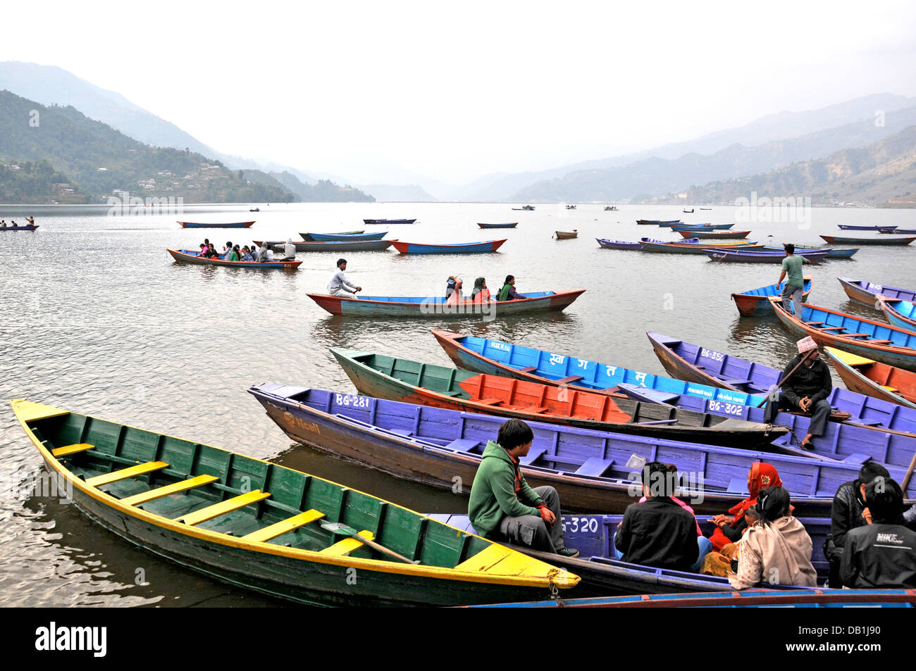 boats on Phewa lake Pokhara Nepal Stock Photo - Alamy