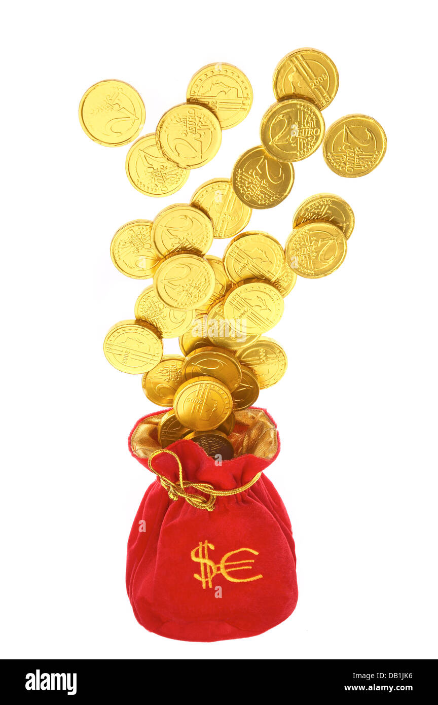 money bags with coins on a white background Stock Photo - Alamy