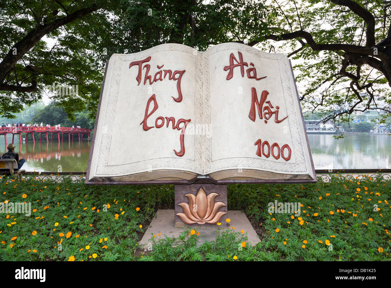 The Open Book monument in Hoan Kiem Lake park in Hanoi, Vietnam, Asia ...