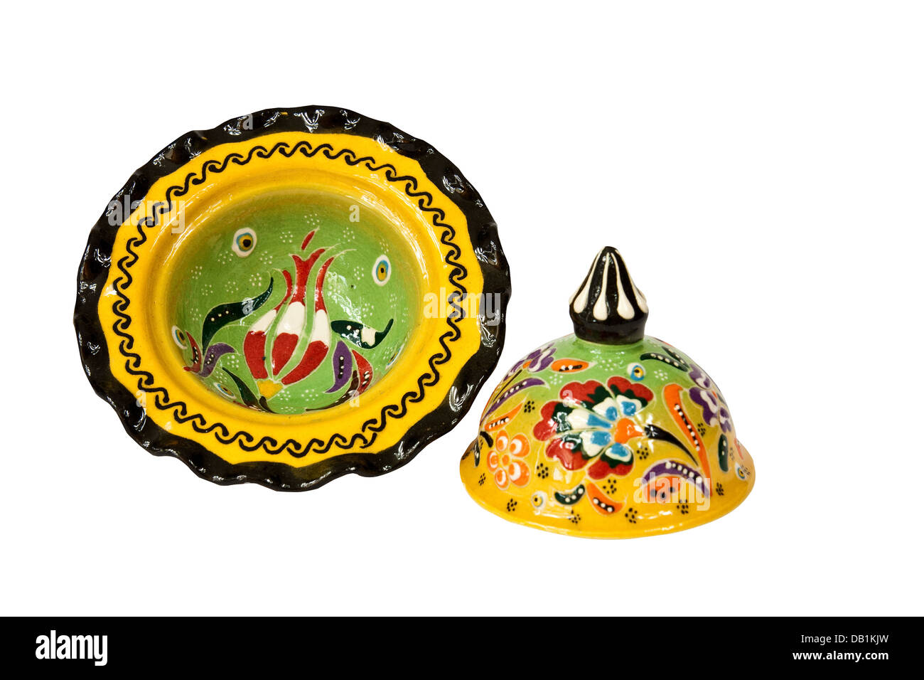 Traditional Moroccan clay pot cooking ornate on white background Stock ...