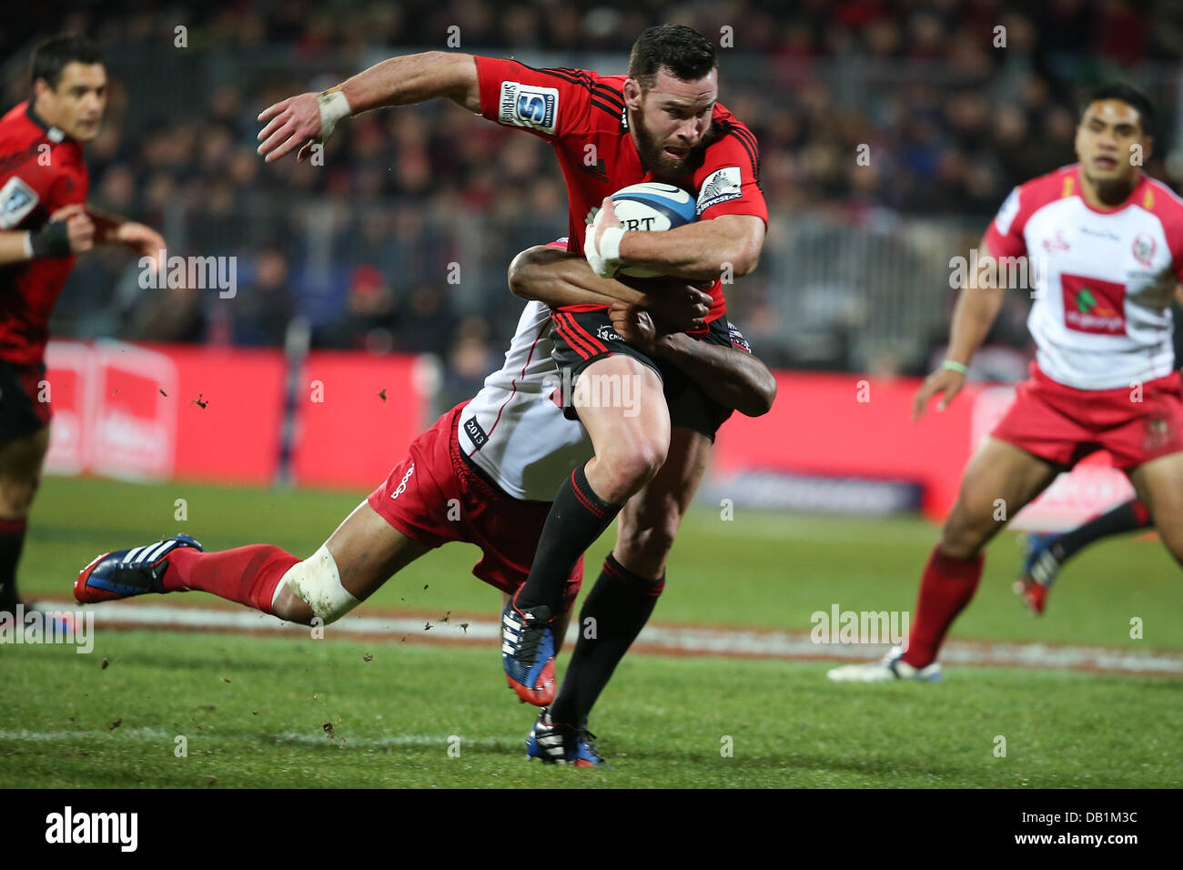 Christchurch, New Zealand. 20th July, 2013. Ryan Crotty scores his try ...