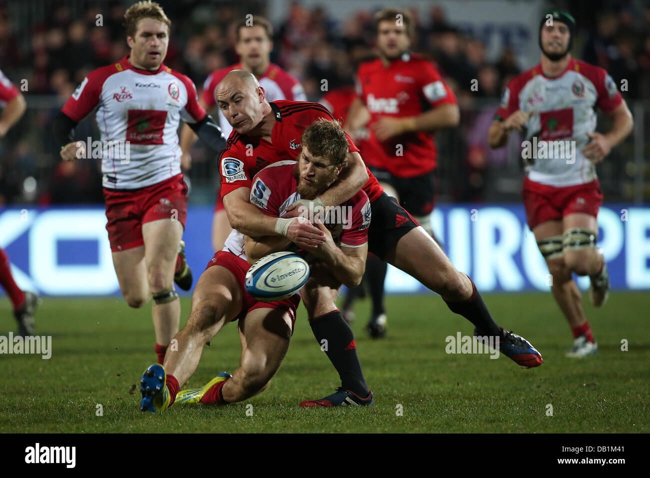 Christchurch, New Zealand. 20th July, 2013. Willie Heinz tackle ...