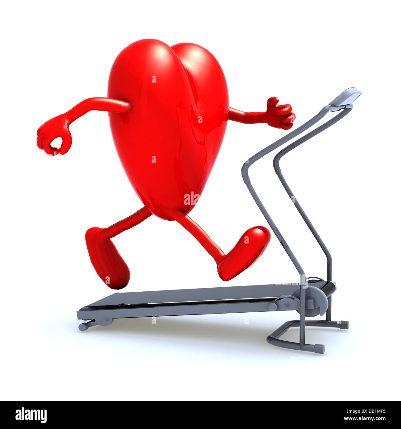 heart with arms and legs on a running machine, 3d illustration Stock ...