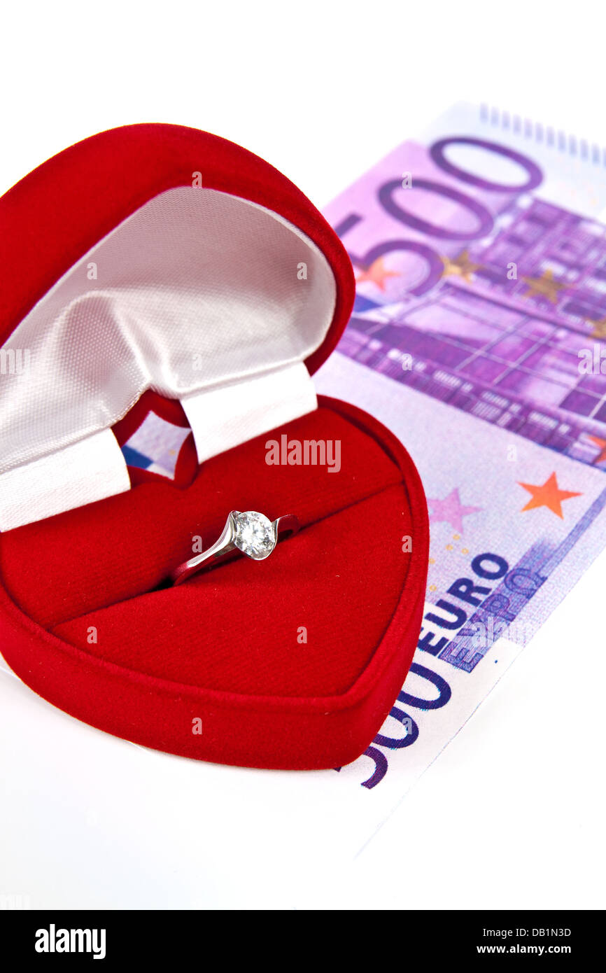 Red velvet box for an engagement ring on white background Stock Photo ...