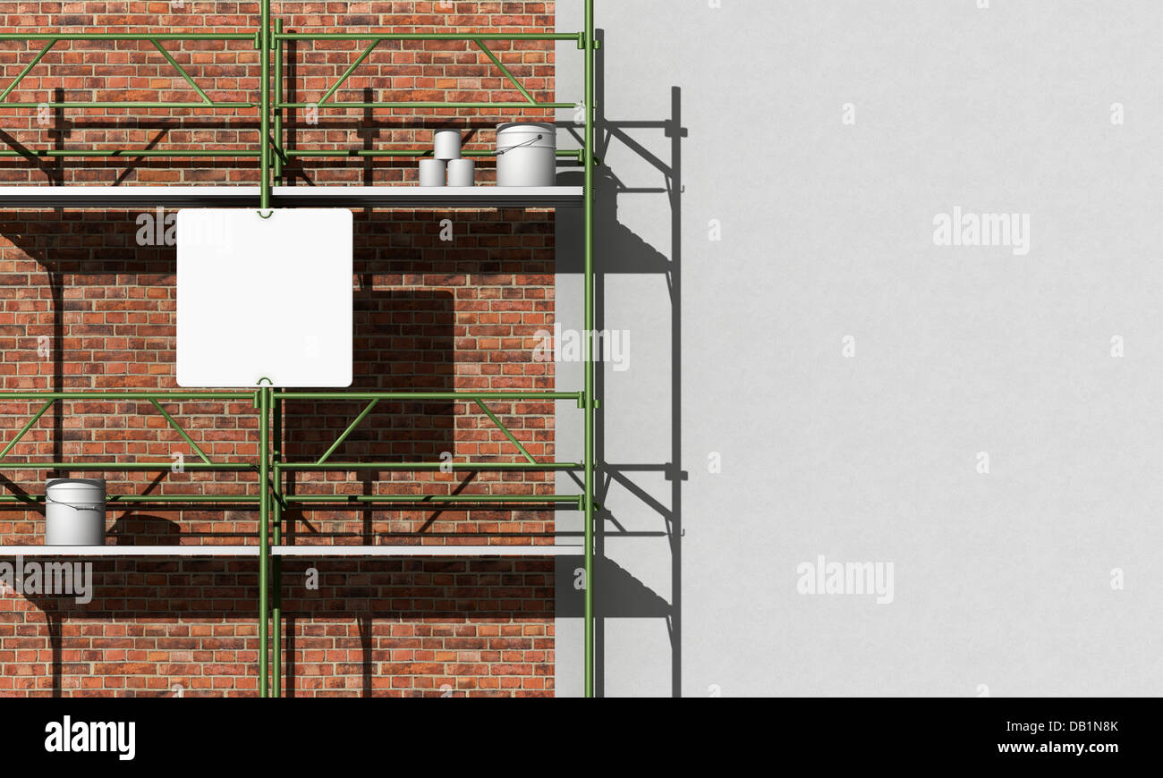 renovation of a old brick facade - rendering Stock Photo - Alamy