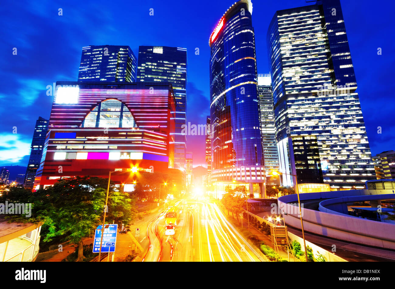 downtown city night Stock Photo - Alamy