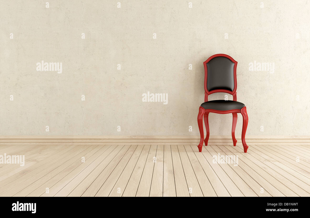 bright interior with classic chair against wall - rendering Stock Photo ...