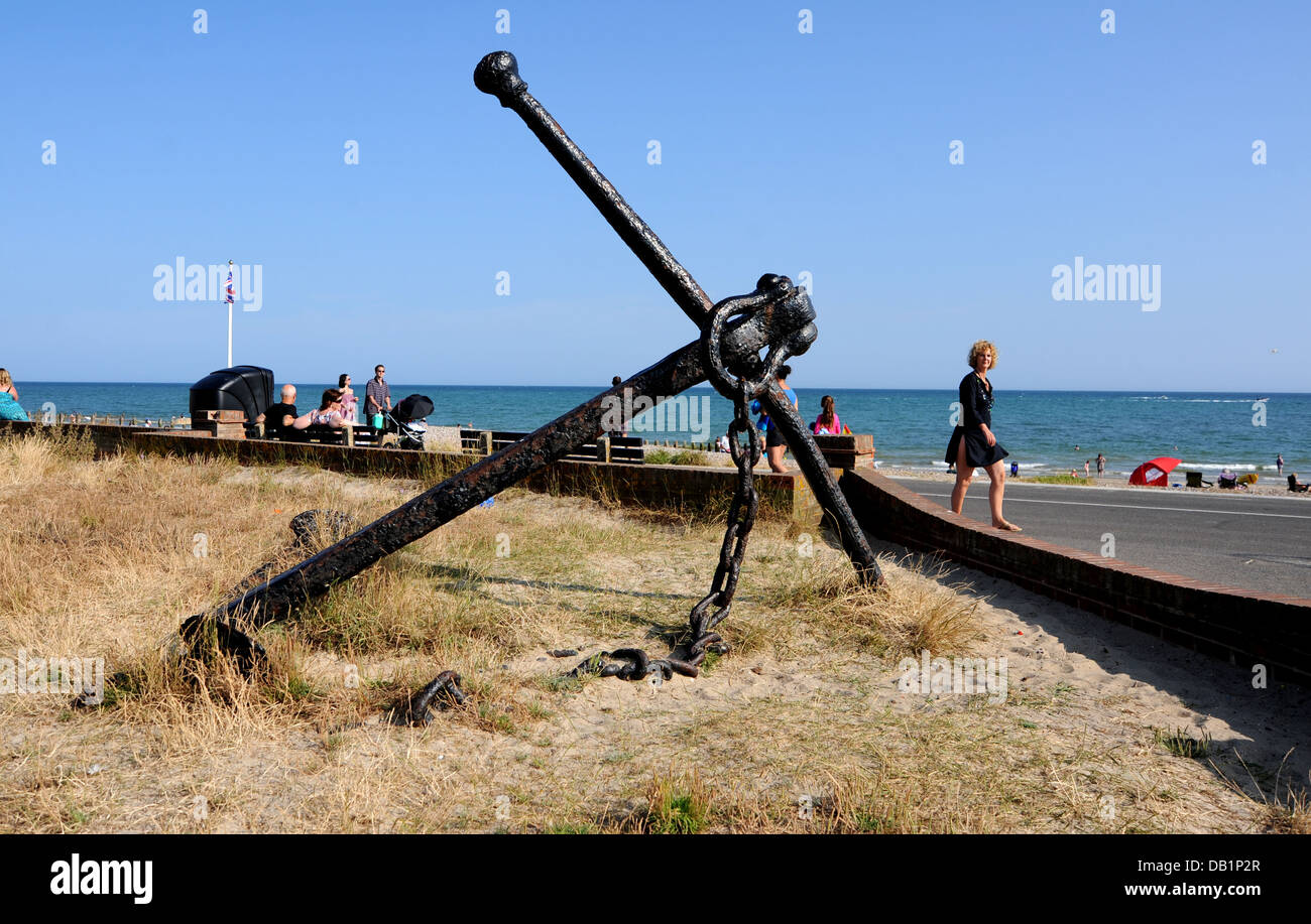 Littlehampton UK - Old anchor on Littlehampton beach and seafront Stock ...