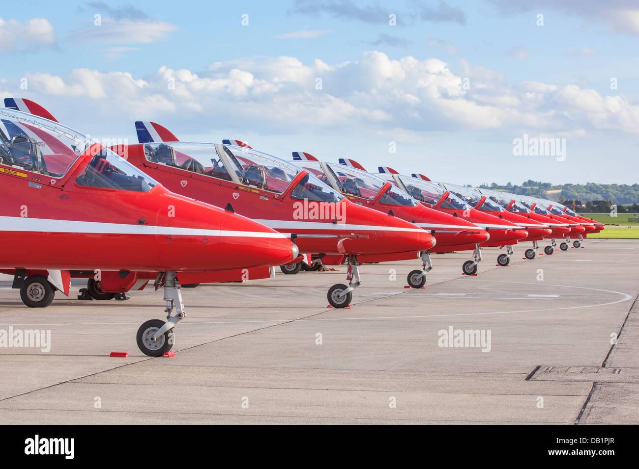 The nose and cockpits of the RAF Red Arrow Hawks Stock Photo - Alamy