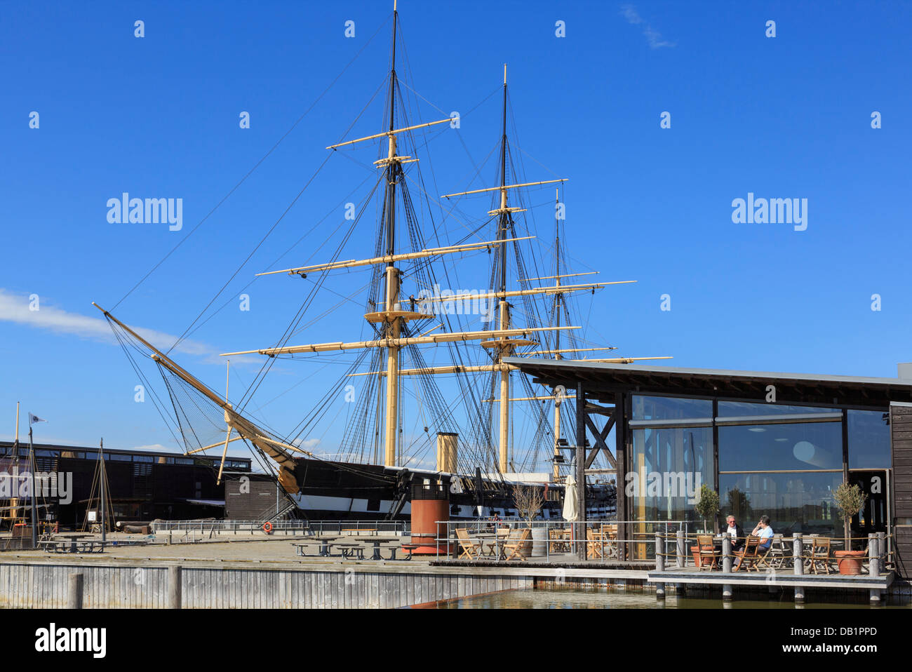 Restored Danish steam frigate Fregatten Jylland in the museum is ...