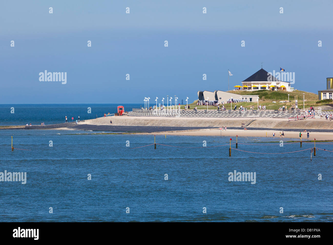 Western beach and Cafe Marienhöhe in Norderney, Germany Stock Photo - Alamy
