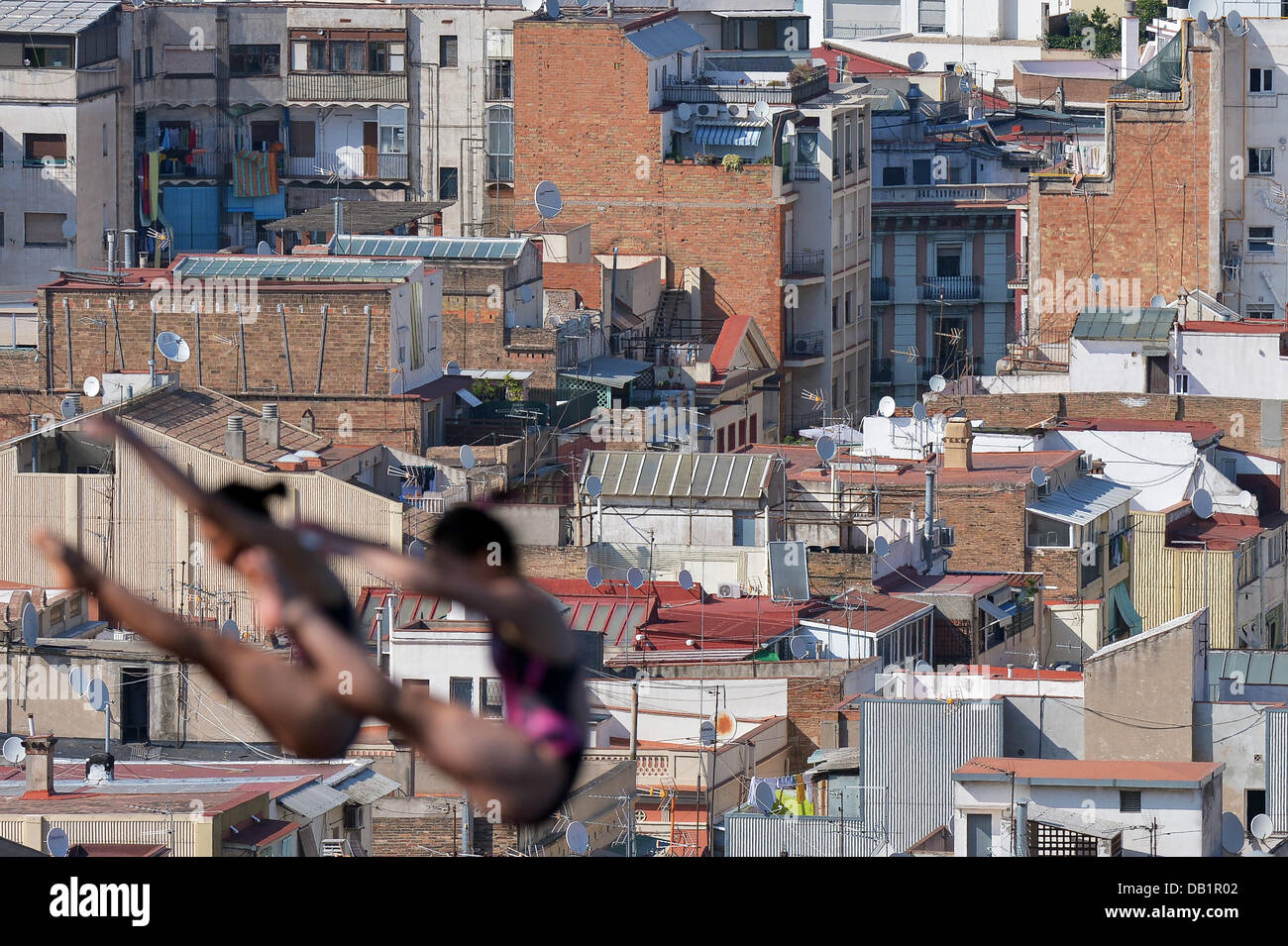 Barcelona, Spain. 22nd July, 2013. Eunbi Cho and Suji Kim of South ...