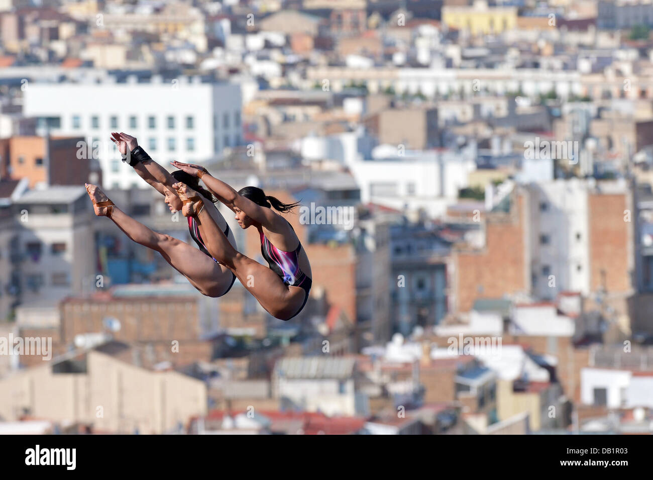 Barcelona, Spain. 22nd July, 2013. Pandelela Rinong Pamg and Mun Yee ...