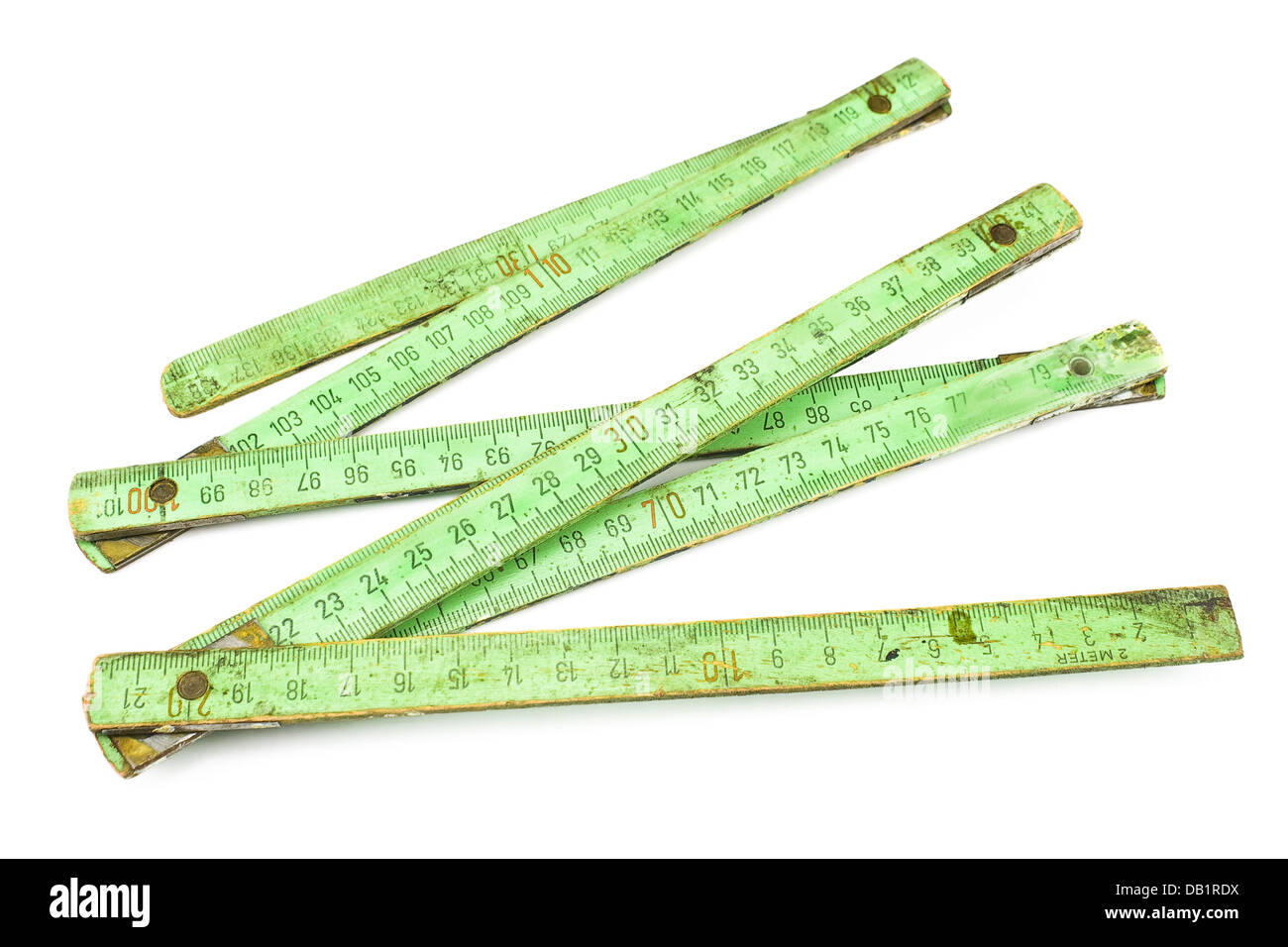 Old carpentry ruler isolated on white Stock Photo - Alamy