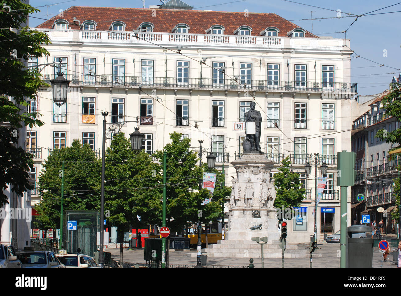 Praca Luis de Camoes square in Chiado district in central Lisbon ...