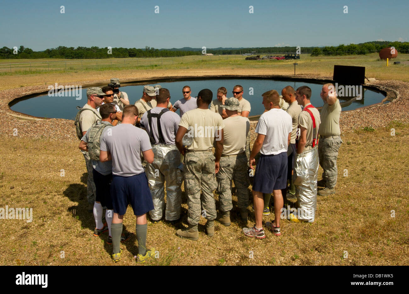 U.S. Air Force firefighters from various bases, are briefed before live ...