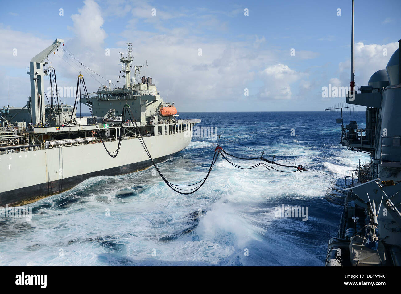 The Royal Australian Navy commercial tanker HMAS Sirius (O 266) (left ...