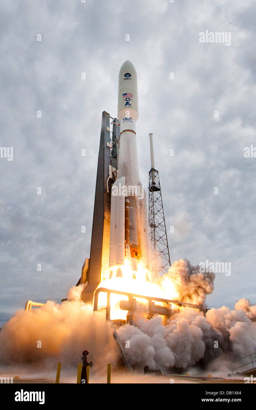 An Atlas V rocket launched the Navy's MUOS-2 satellite from Space Launch Complex-41 at Cape ...