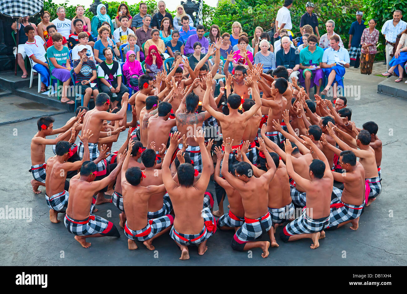 DENPASAR - JULY 27: Traditional Balinese Kecak dance shown in Denpasar ...