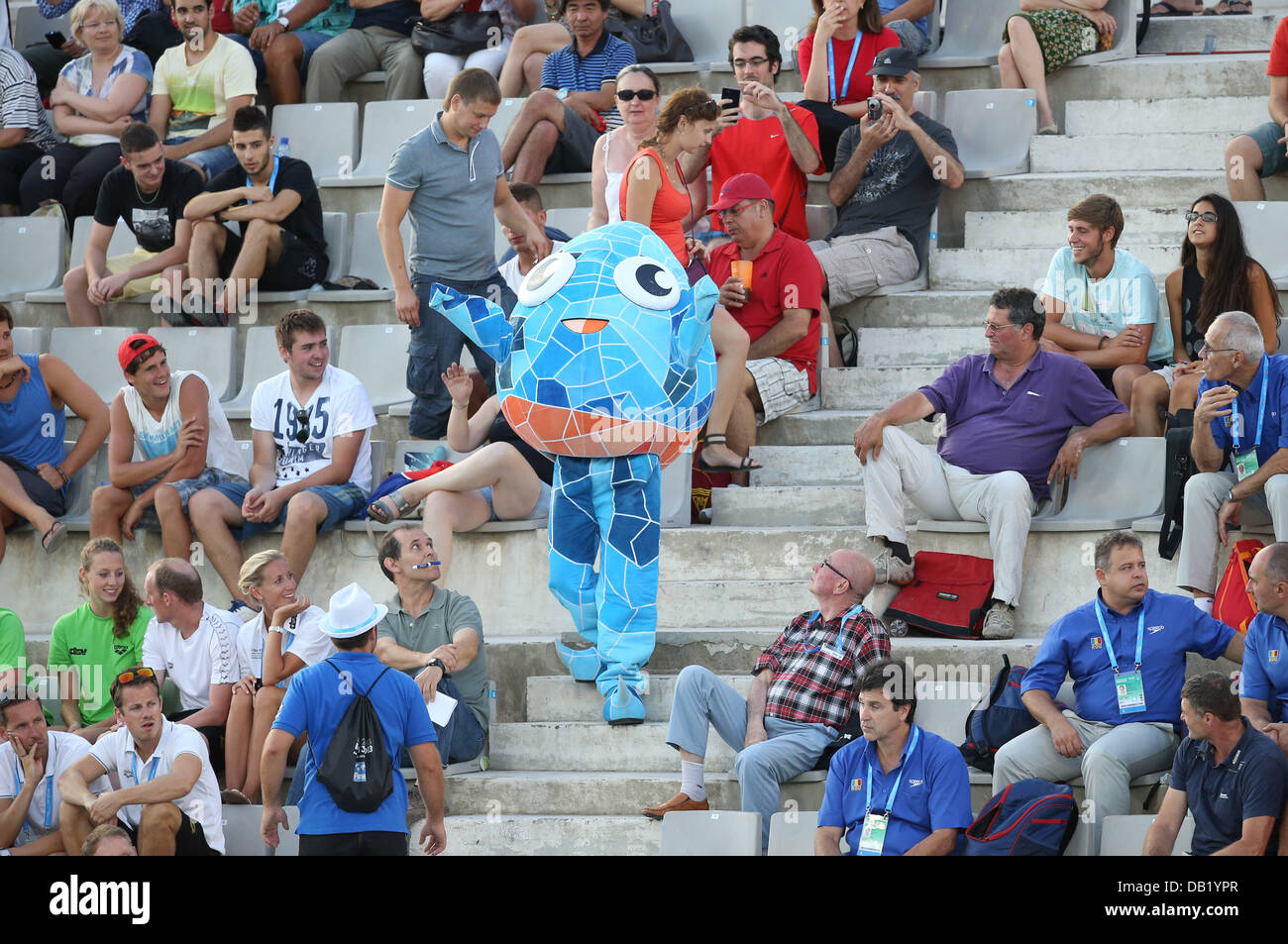 Mascot XOP is seen on the stands during their Men's water polo group D ...