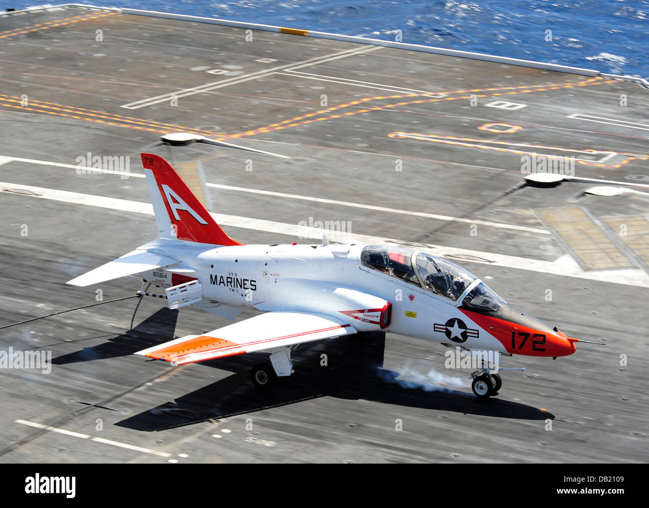 A T-45C Goshawk training aircraft from the Tigers of Training Wing 1 ...
