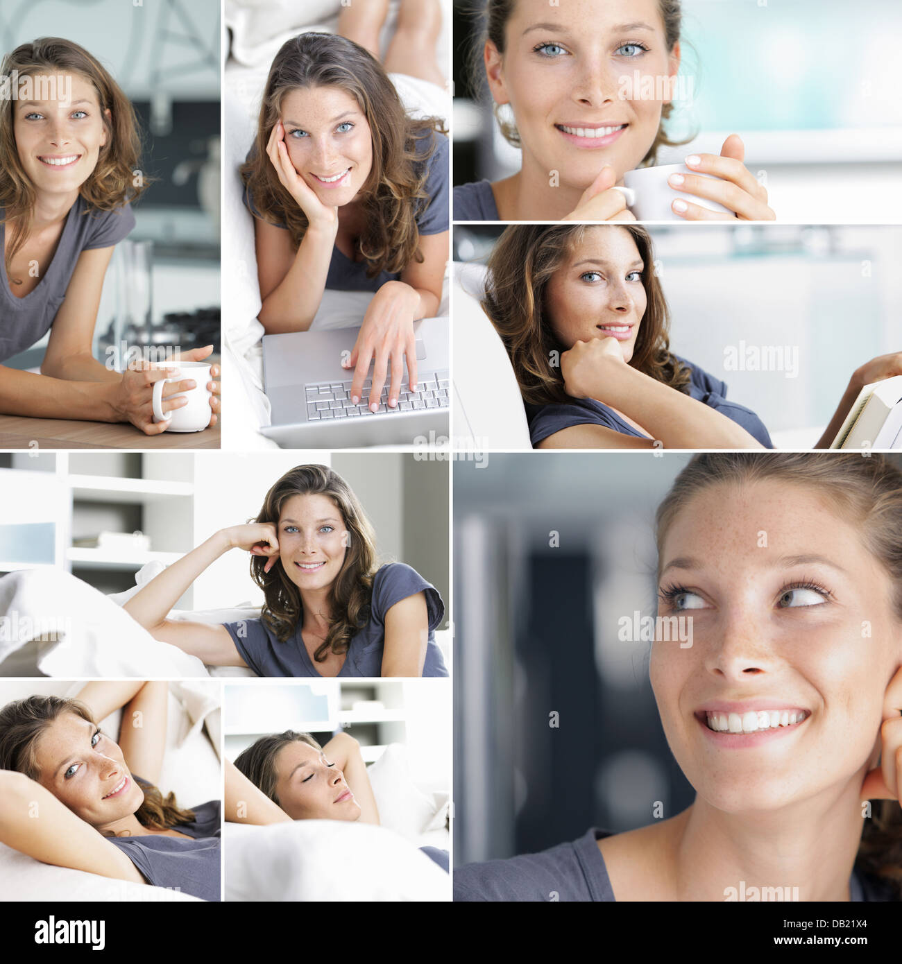 Relaxing at home collage Stock Photo - Alamy