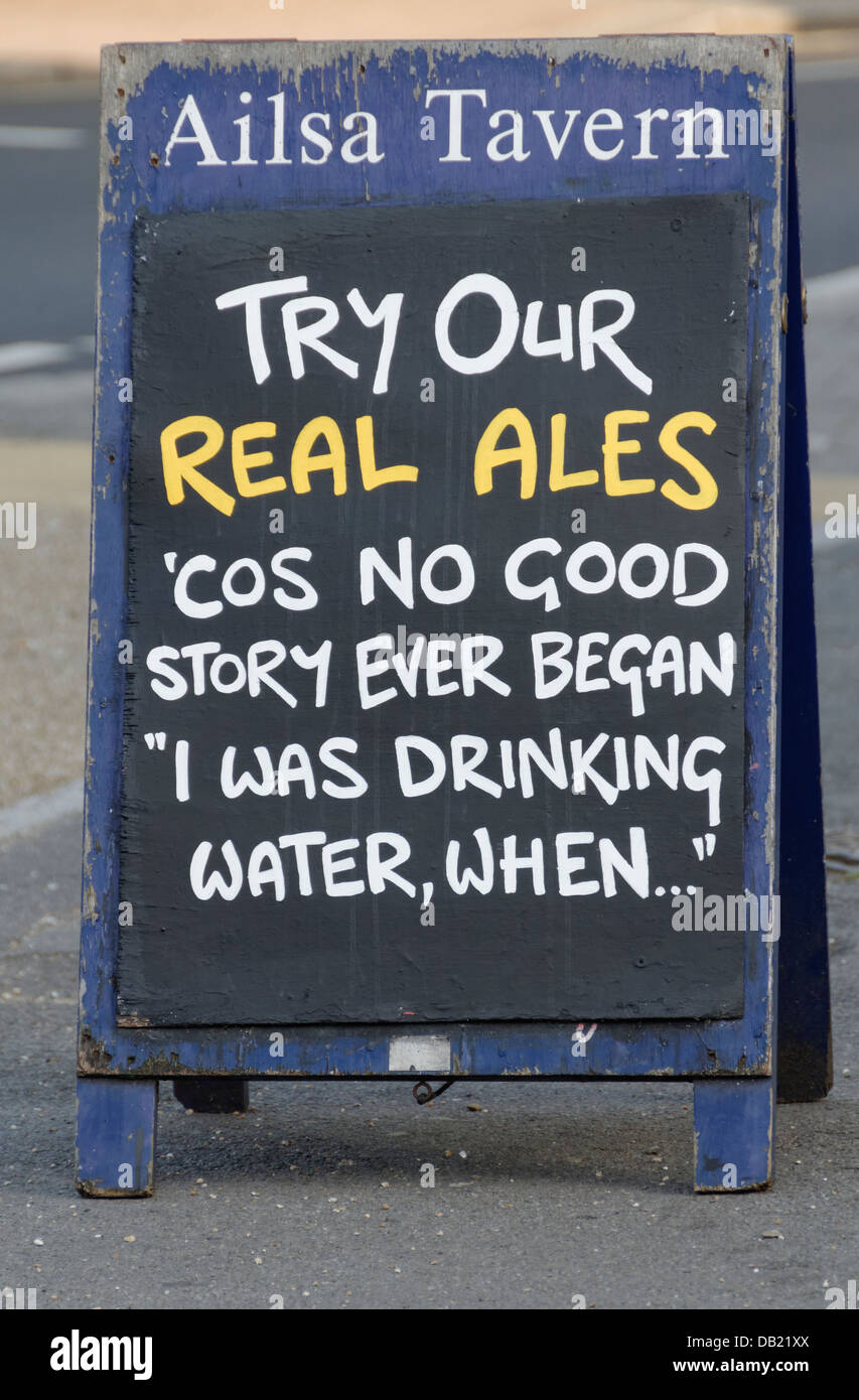 Amusing pub sign advertising at the Ailsa Tavern, St Margaret's ...