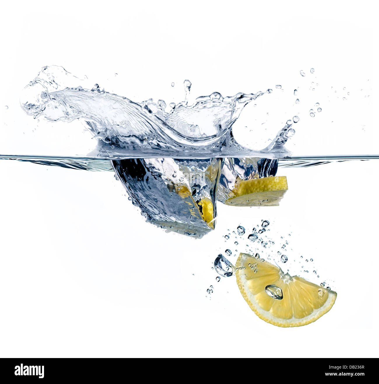 Healthy Water with Lemon. Splashing Stock Photo - Alamy