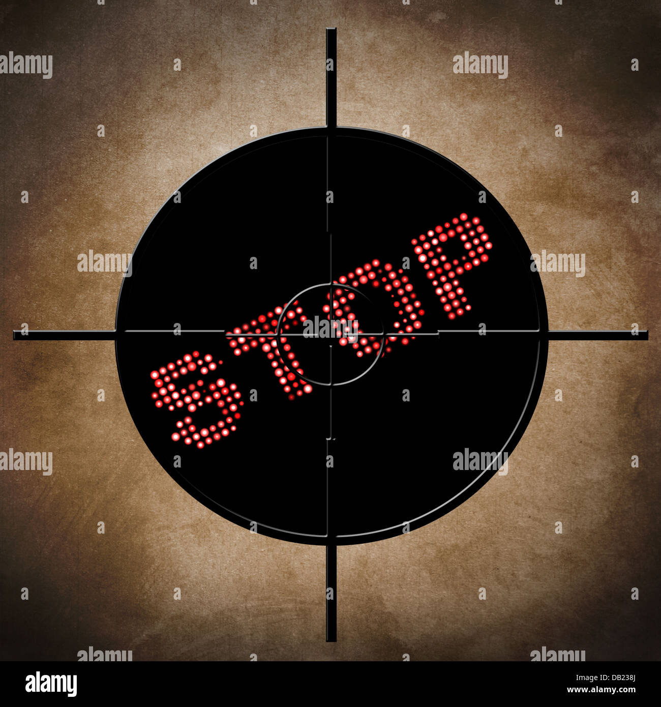 Stop text in target Stock Photo - Alamy