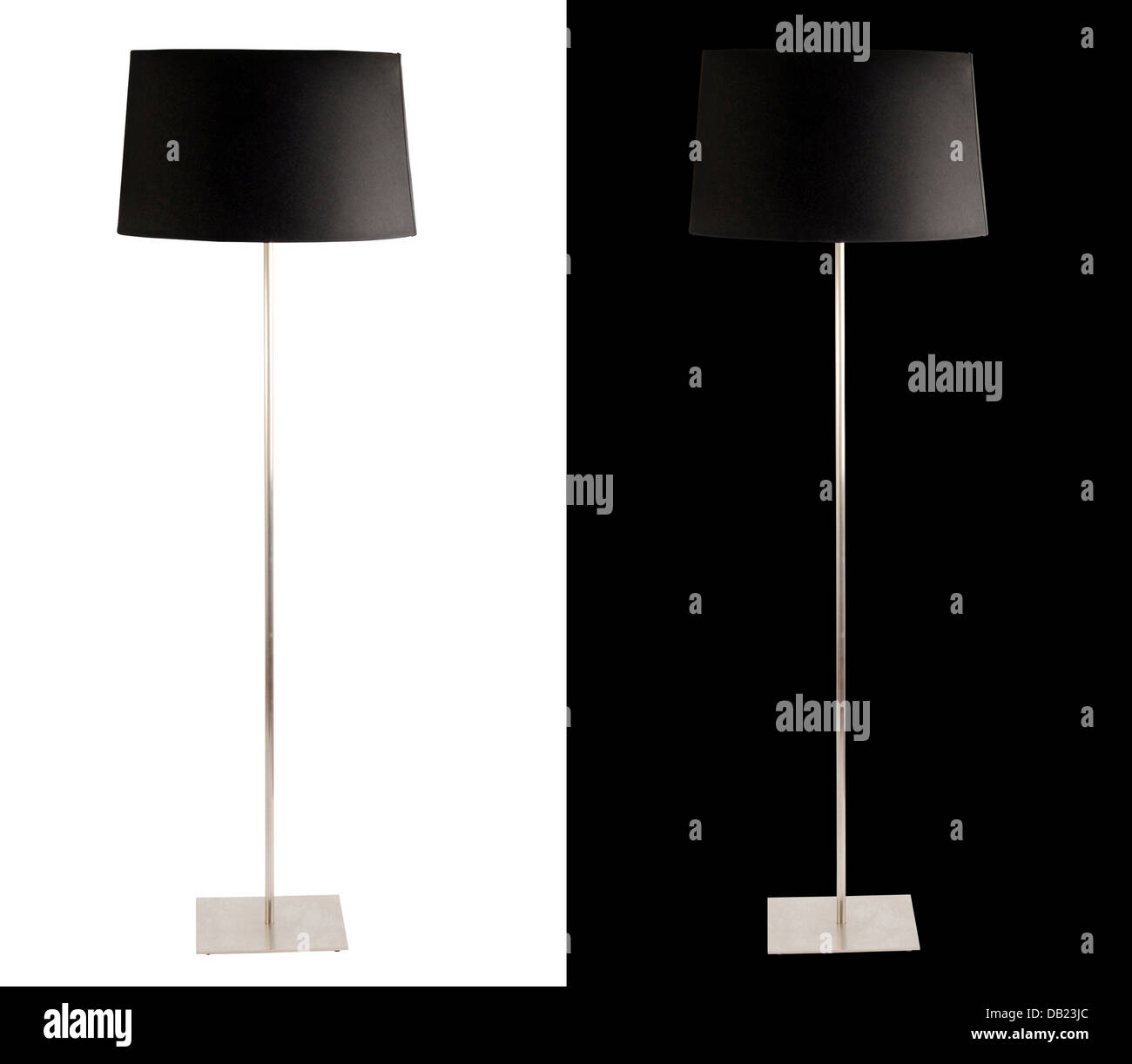 Modern floor lamp isolated over white and black backgrounds Stock Photo ...