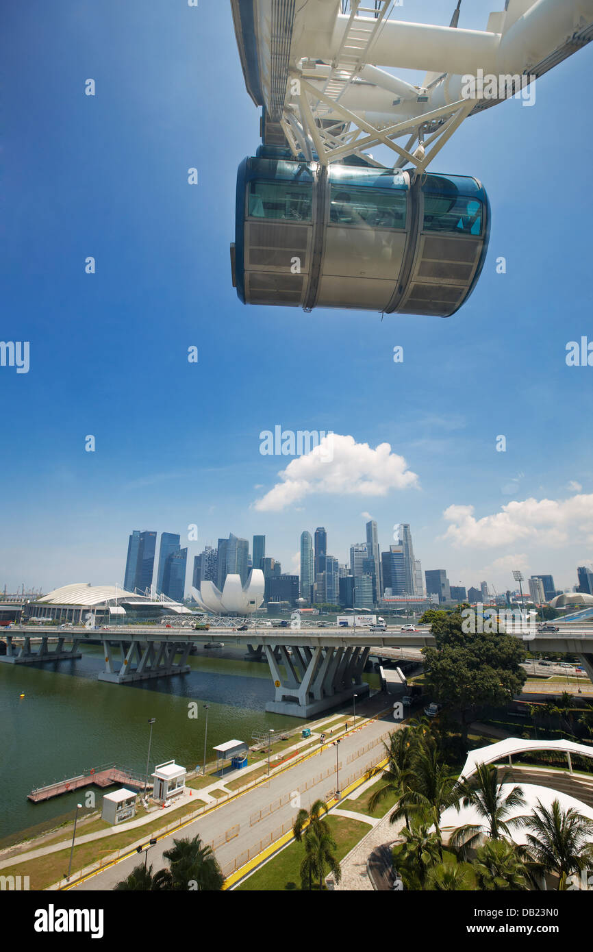 Elevated view of Marina Bay from Singapore Flyer observation wheel ...