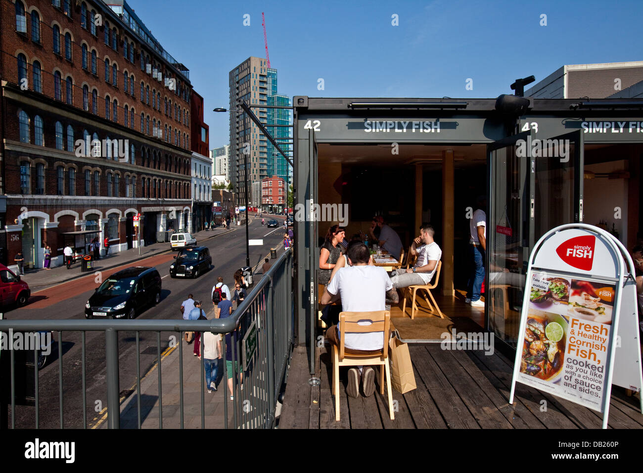 Simply Fish Restaurant, Boxpark, Shoreditch, London, England Stock ...