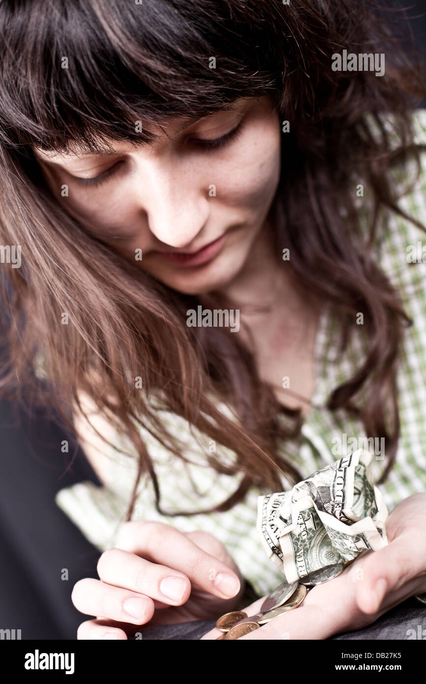 Homeless girl begging money hi-res stock photography and images - Alamy