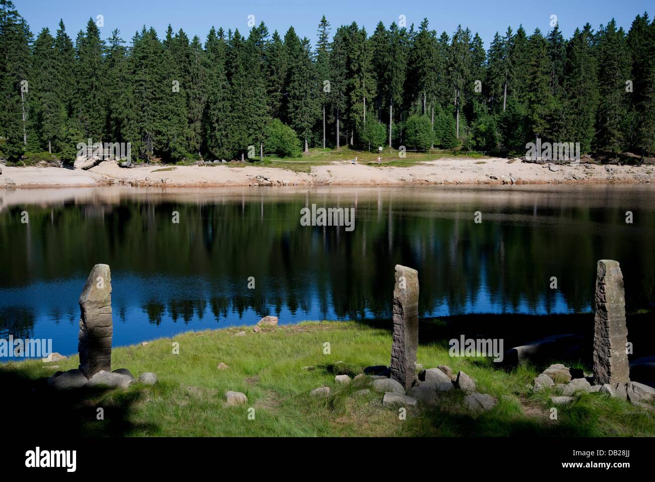 Granite obelisks stand at cultural monument Oderteich near St ...