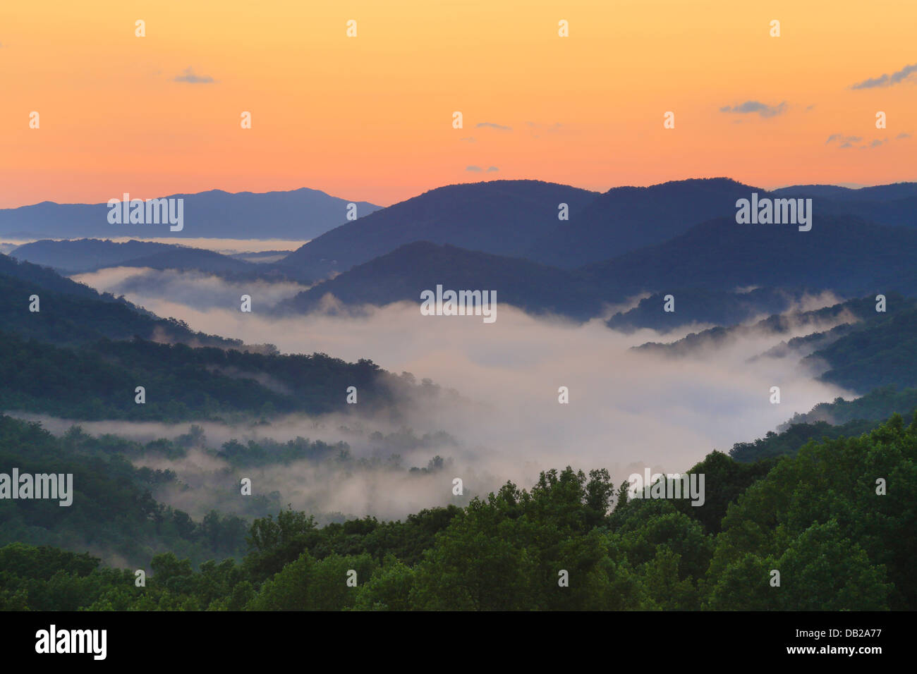 Sunrise Seen From Little River Road, Great Smoky Mountains National ...