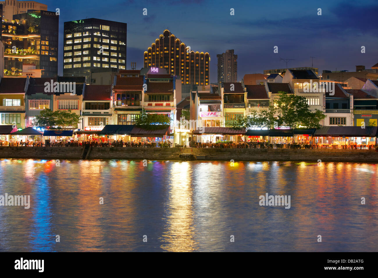 Boat Quay at night, Singapore Stock Photo - Alamy