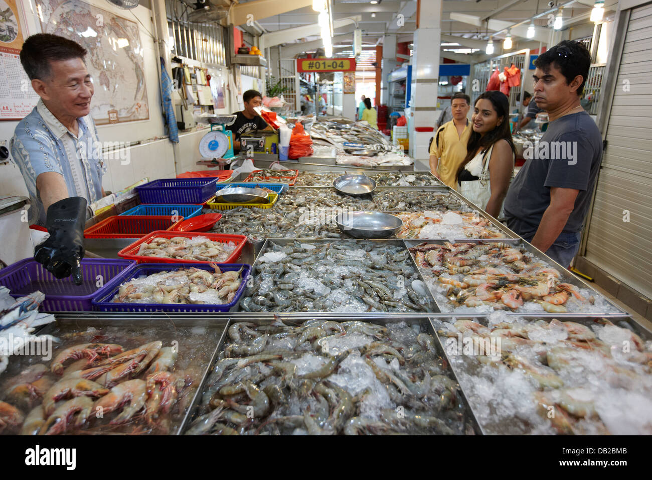 Fresh prawns on sale at Tekka Market, Little India, Singapore Stock ...
